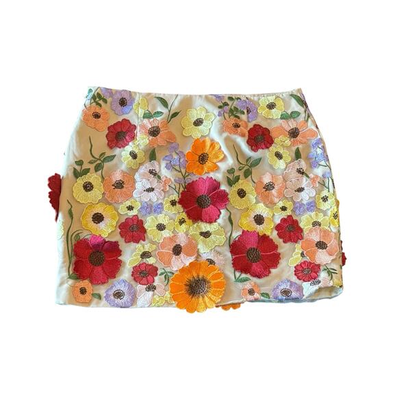 Endless Rose | Skirts | 3d Flower Mini Skirt Sz 2 Twee Embroidered ...